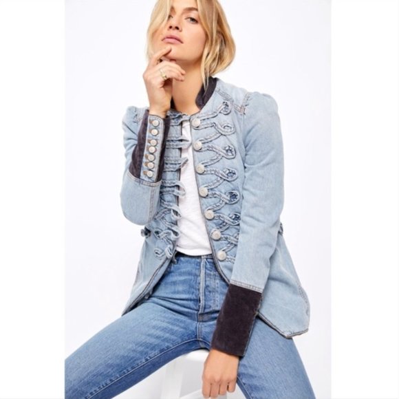 Free People | Jackets & Coats | Nwt Free People Denim Seamed Structured ...